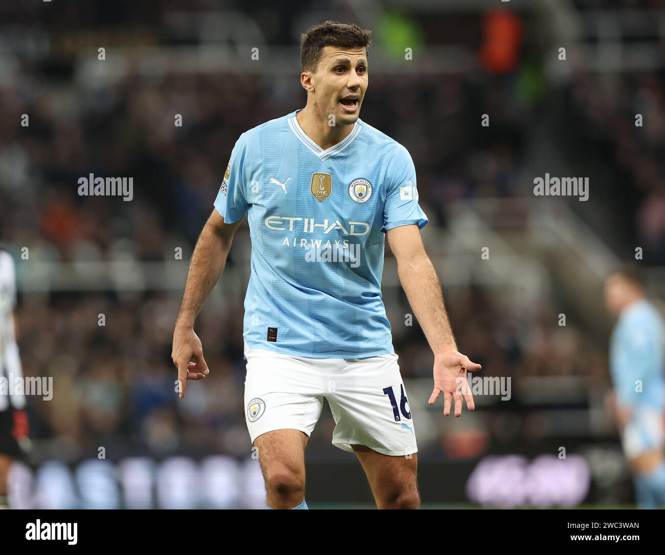 Newcastle Upon Tyne, UK. 13th Jan, 2024. Rodri of Manchester City ...
