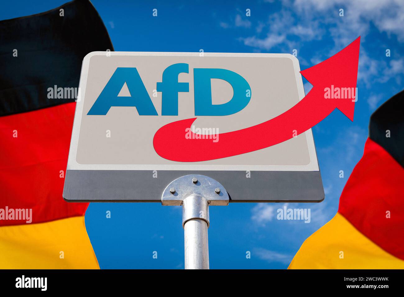 14 January 2024: Sign with the logo of the AfD Alternative for Germany ...