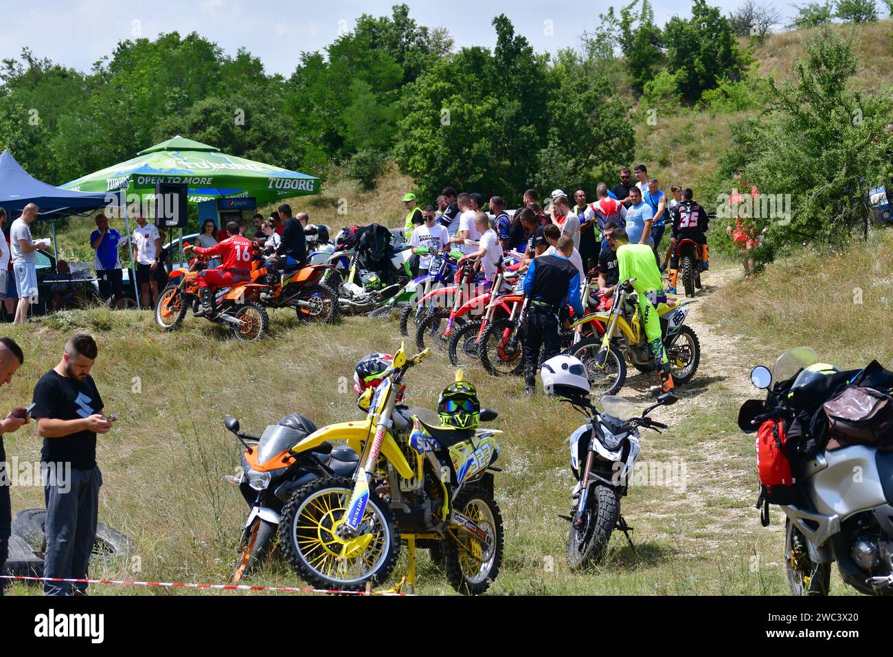 In the Enduro extreme moto race the riders competed in difficult ...