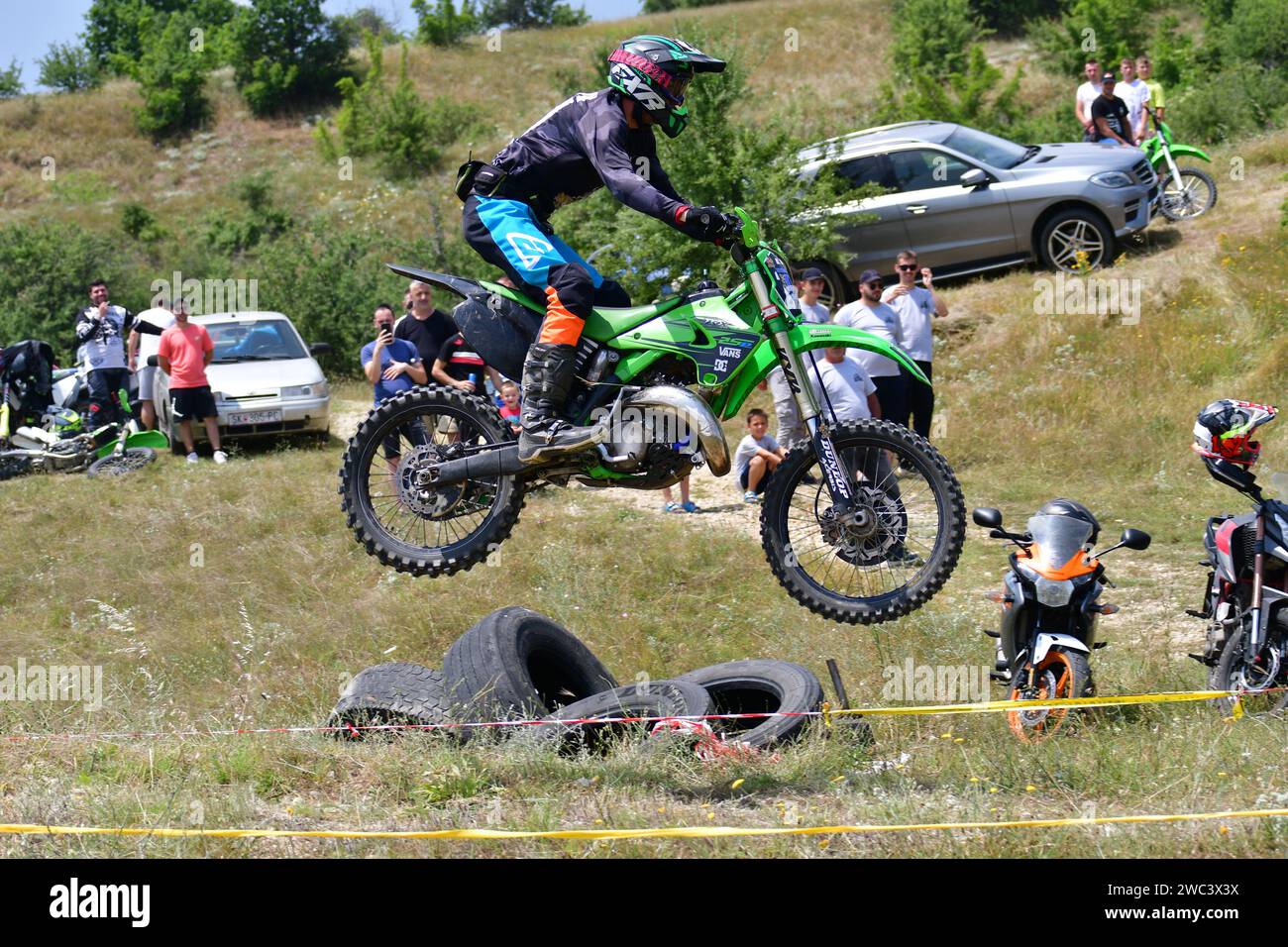 In the Enduro extreme moto race the riders competed in difficult ...
