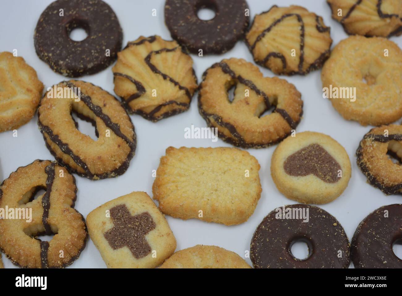 A beautiful, bright assortment of shortbread cookies covered with ...