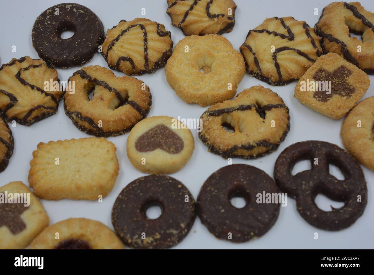 A beautiful, bright assortment of shortbread cookies covered with ...