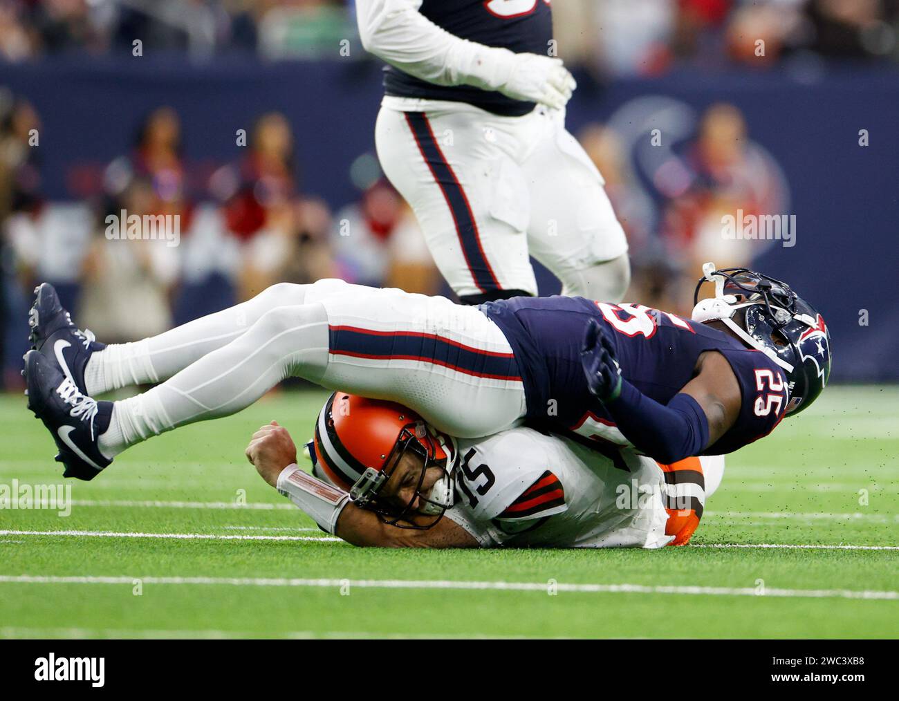 January 13, 2024: Texans cornerback Desmond King II (25) slides over ...