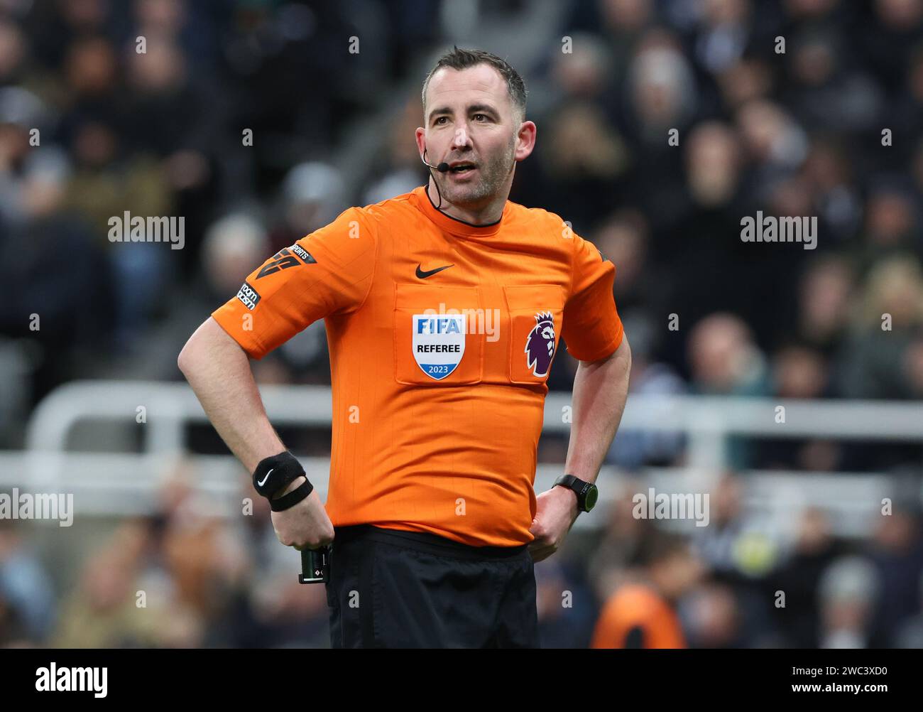 Newcastle Upon Tyne, UK. 13th Jan, 2024. Referee Chris Kavanagh during ...