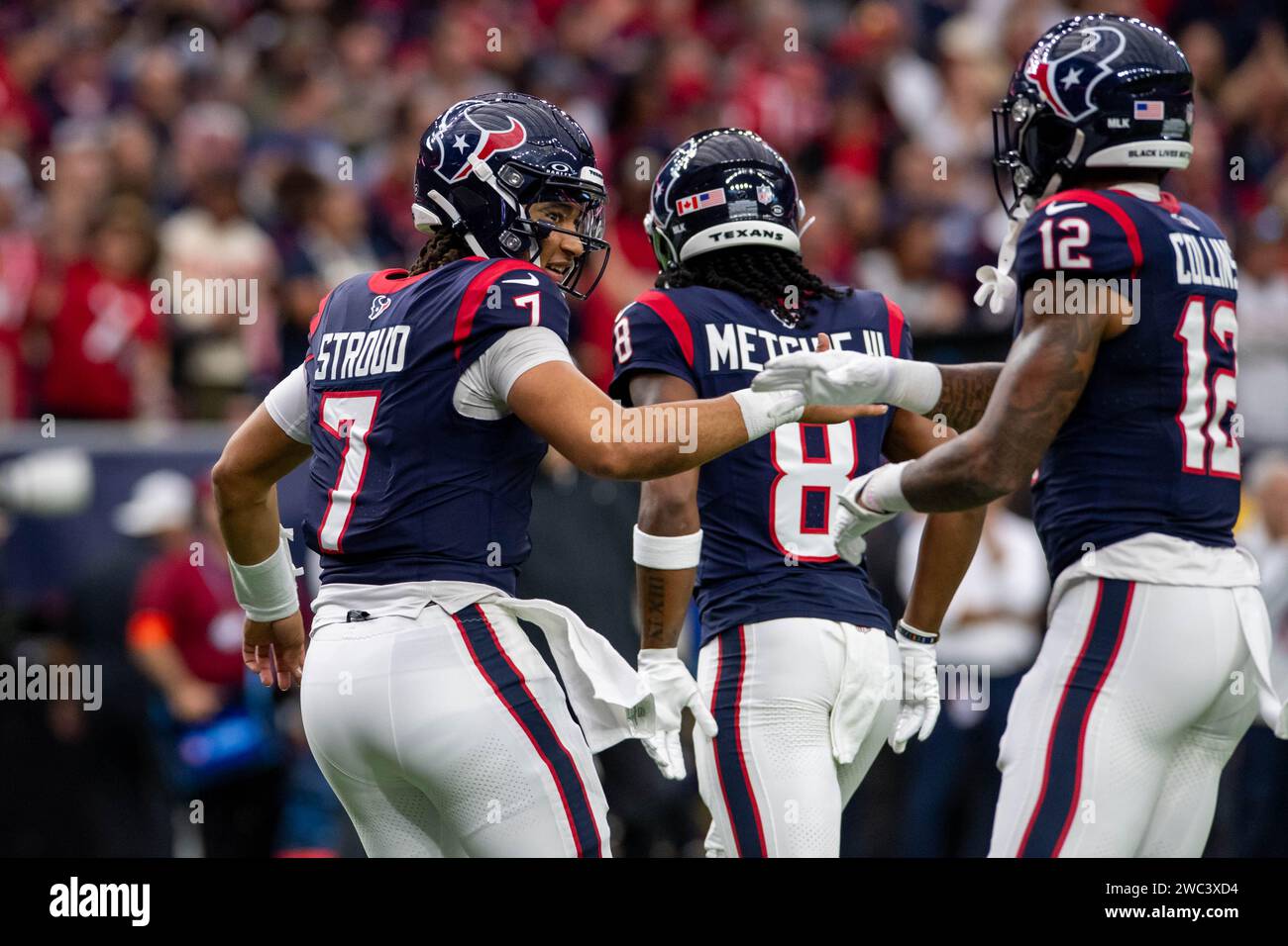 January 13, 2024: Houston Texans quarterback C.J. Stroud (7) and wide receiver Nico Collins (12 ...