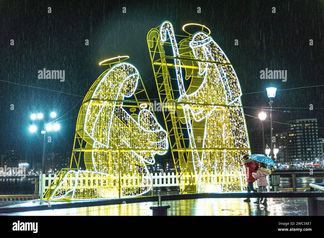 Representation of the Portal of Bethlehem in the Christmas illumination ...