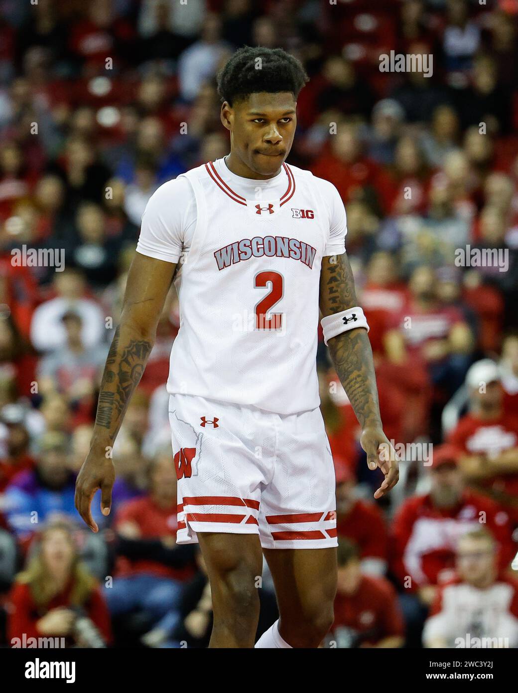 Madison, WI, USA. 13th Jan, 2024. Wisconsin Badgers guard AJ Storr (2 ...