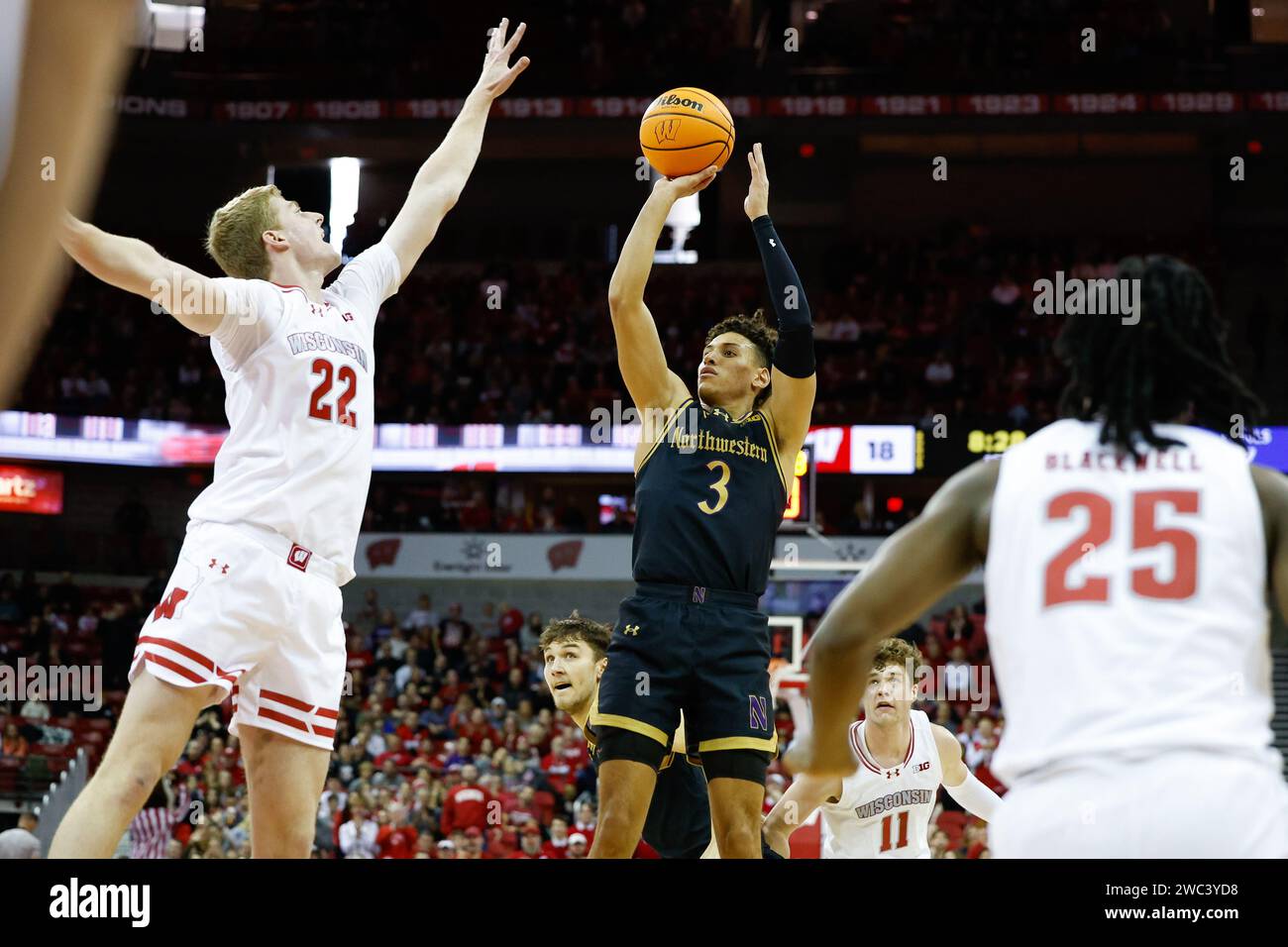 Madison, WI, USA. 13th Jan, 2024. Northwestern Wildcats guard Ty Berry ...