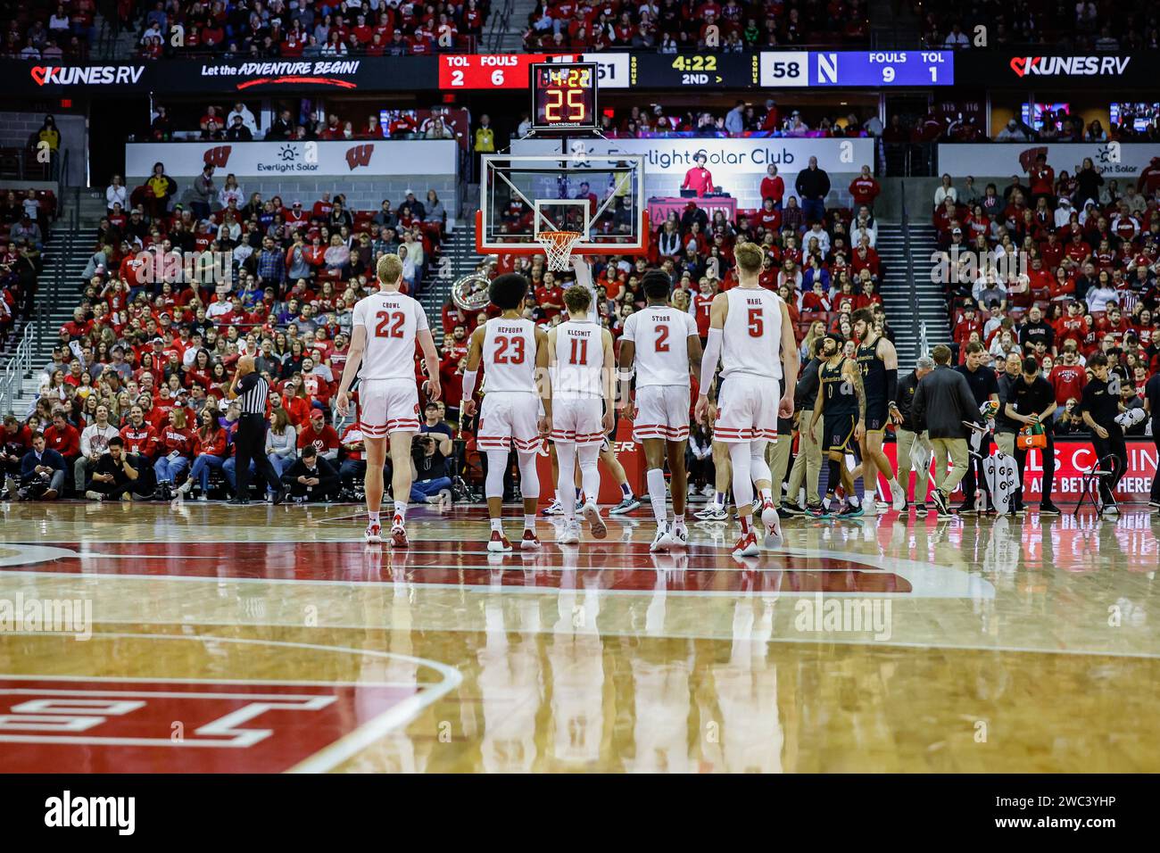 Madison, WI, USA. 13th Jan, 2024. Wisconsin Badgers forward Steven ...