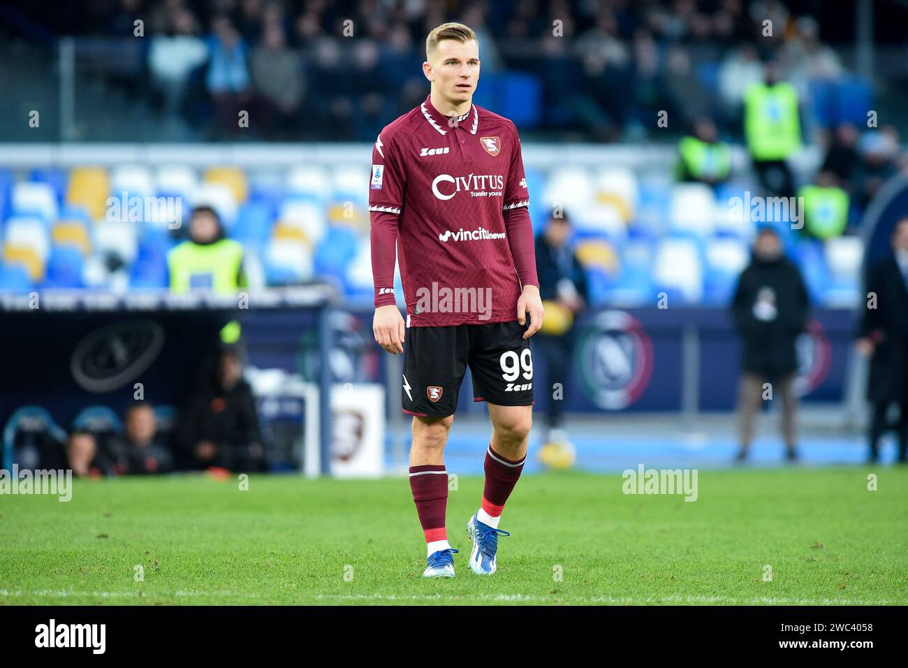 Naples, Italy. 13 Jan, 2024. Mateusz Legowski of US Salernitana during ...