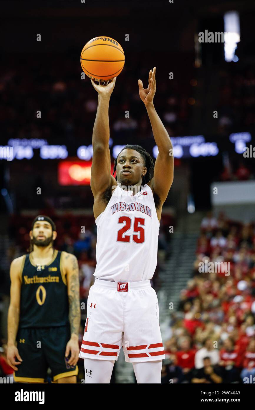 Madison Wi Usa 13th Jan 2024 Wisconsin Badgers Guard John