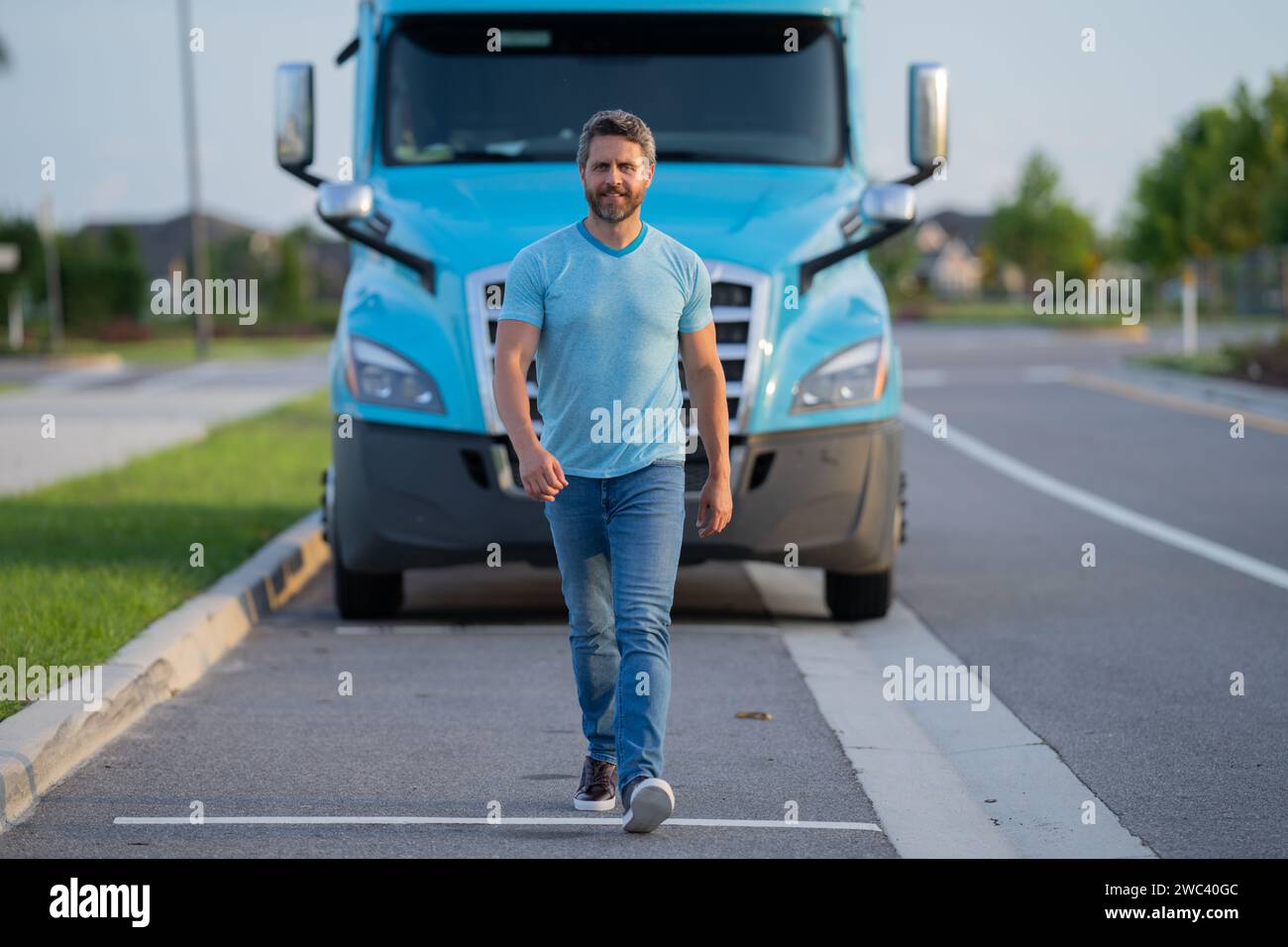 Hispanic man driving truck hi-res stock photography and images - Alamy