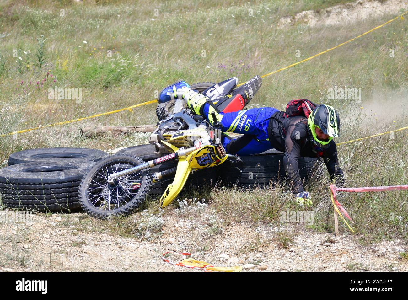 In the Enduro extreme moto race the riders competed in difficult ...