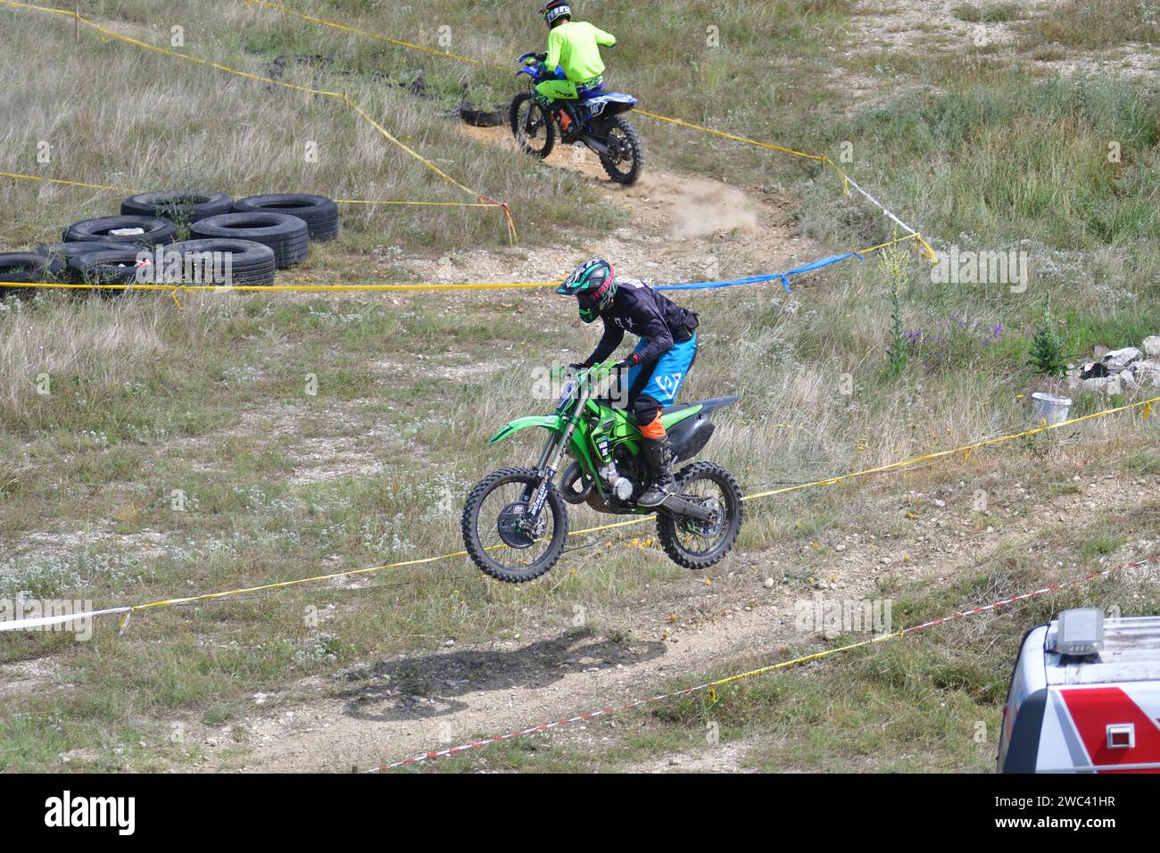 In the Enduro extreme moto race the riders competed in difficult ...