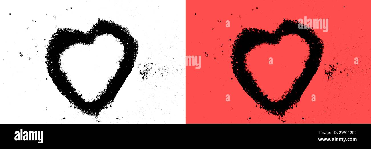 Stylish , visually cool colorful drawing of a black heart with ...