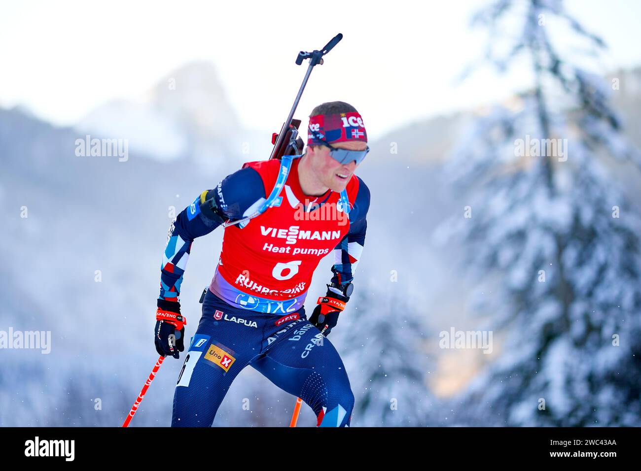 RUHPOLDING, GERMANY - 13 JANUARY, 2024: STROEMSHEIM Endre, Men sprint ...