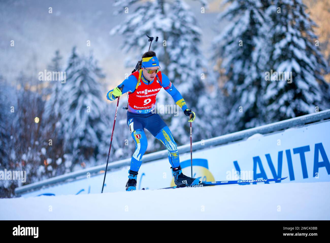 RUHPOLDING, GERMANY - 13 JANUARY, 2024: LESIUK Taras UKR, STROEMSHEIM ...