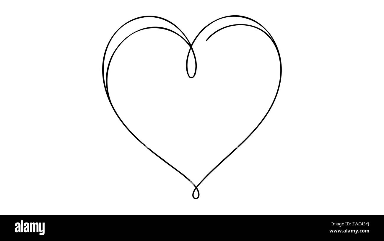 Continuous line drawing of heart. Heart one line icon. One line drawing ...