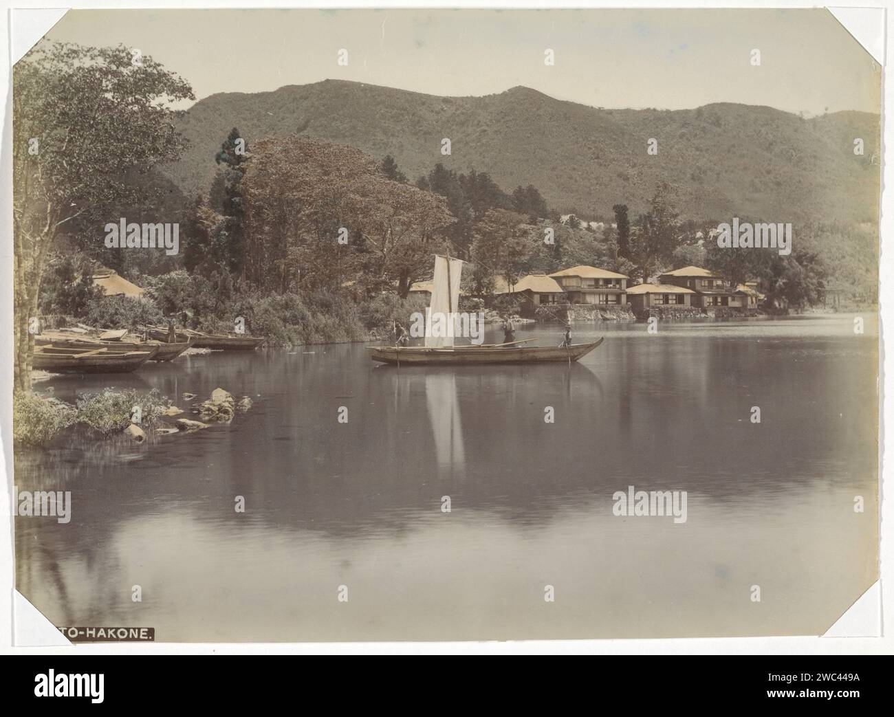 Boat on a lake at Moto Hakone, Anonymous, 1890 - 1894 photograph Part ...