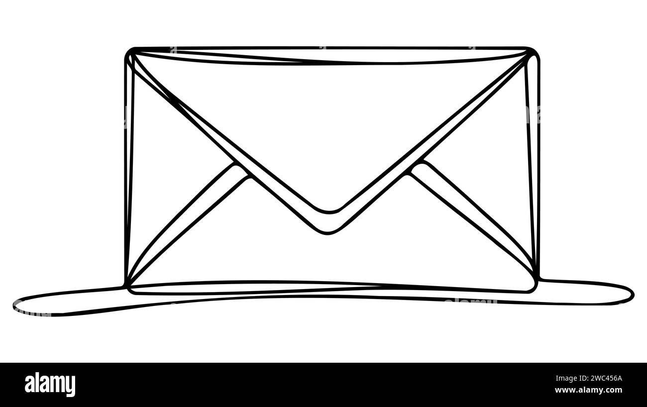 Continuous line drawing of envelope. Vector illustration on white ...