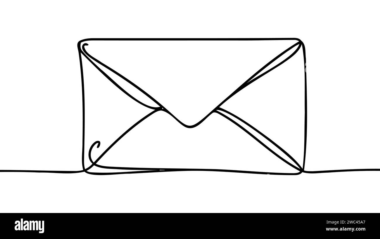 Continuous line drawing of envelope. Vector illustration on white ...