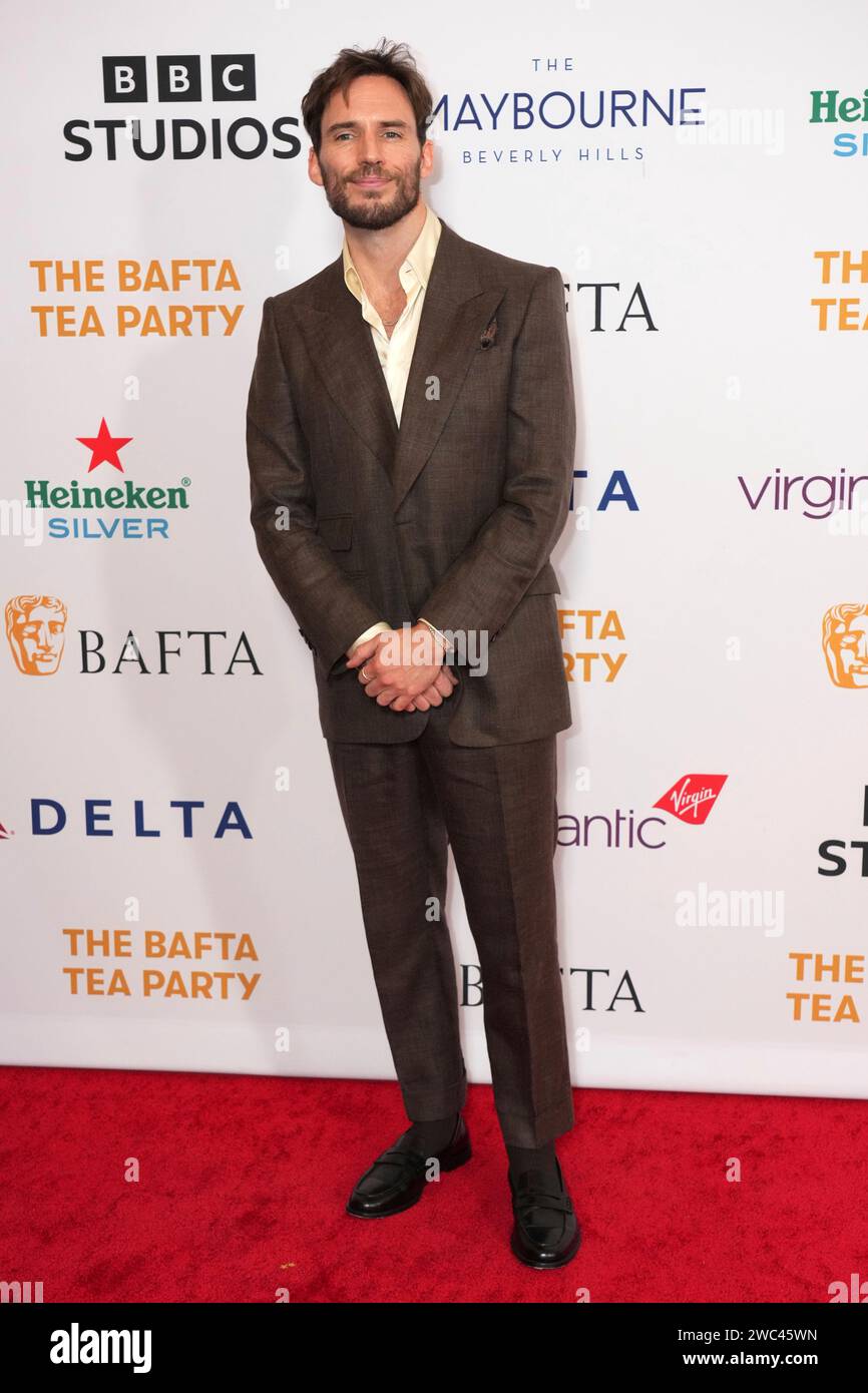 Sam Claflin arrives at the BAFTA Tea Party on Saturday, Jan. 13, 2024 ...