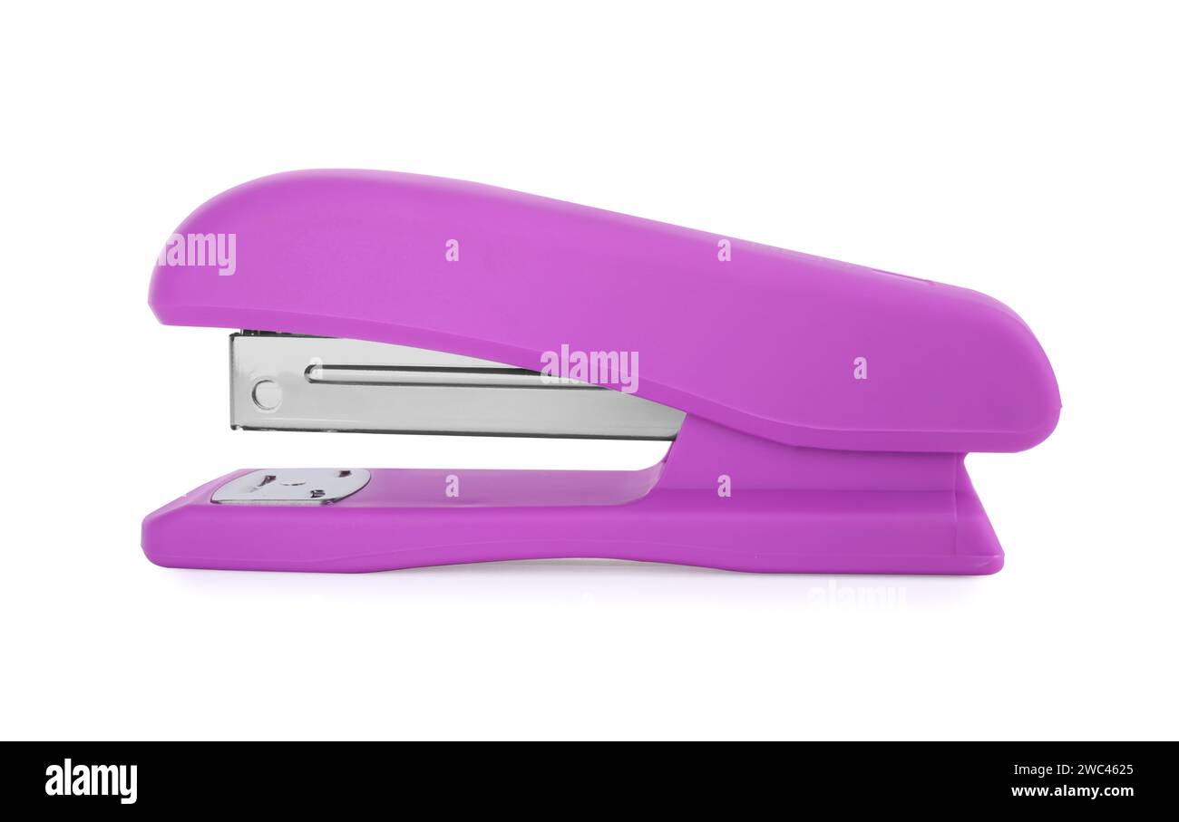 One new bright stapler isolated on white Stock Photo - Alamy
