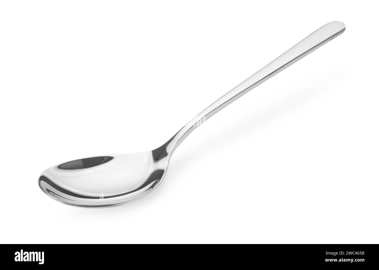 One shiny silver spoon isolated on white Stock Photo - Alamy