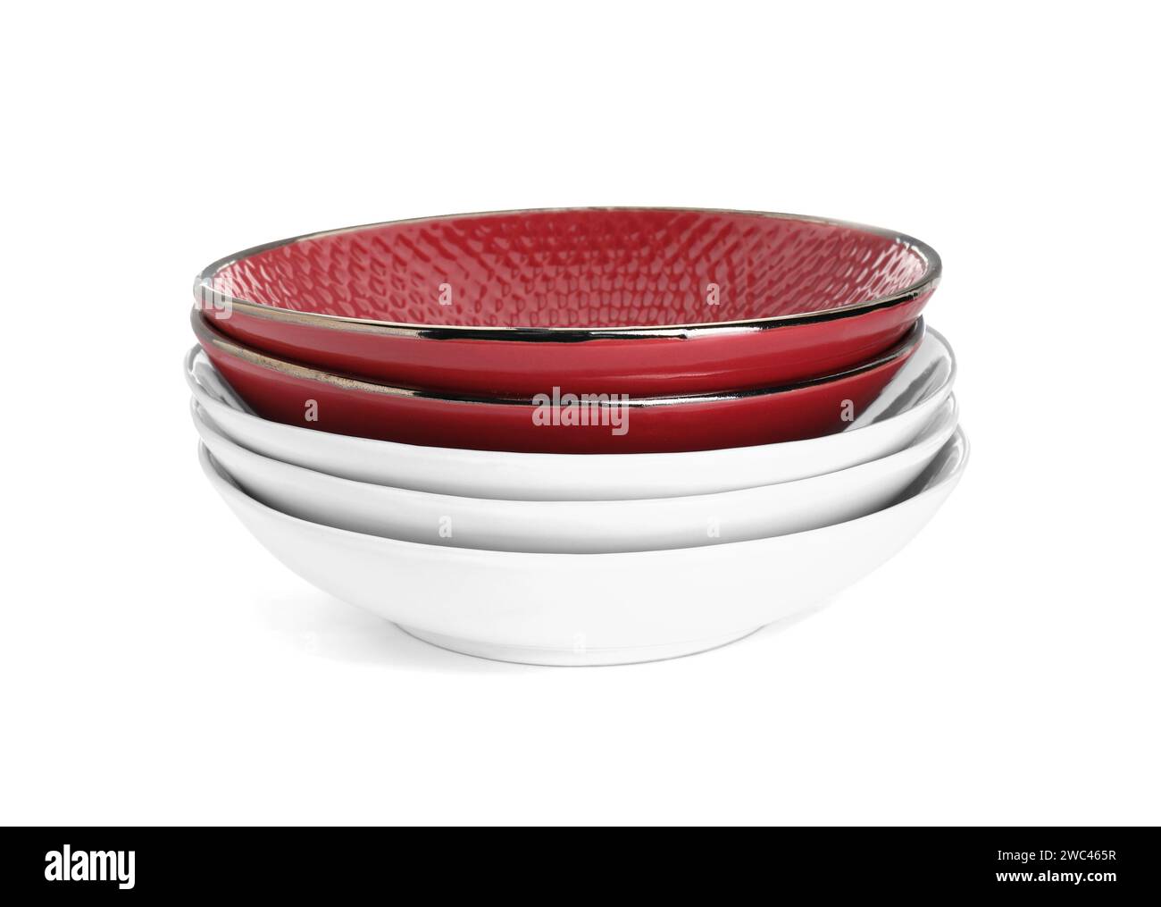 Stack of beautiful ceramic bowls isolated on white Stock Photo - Alamy