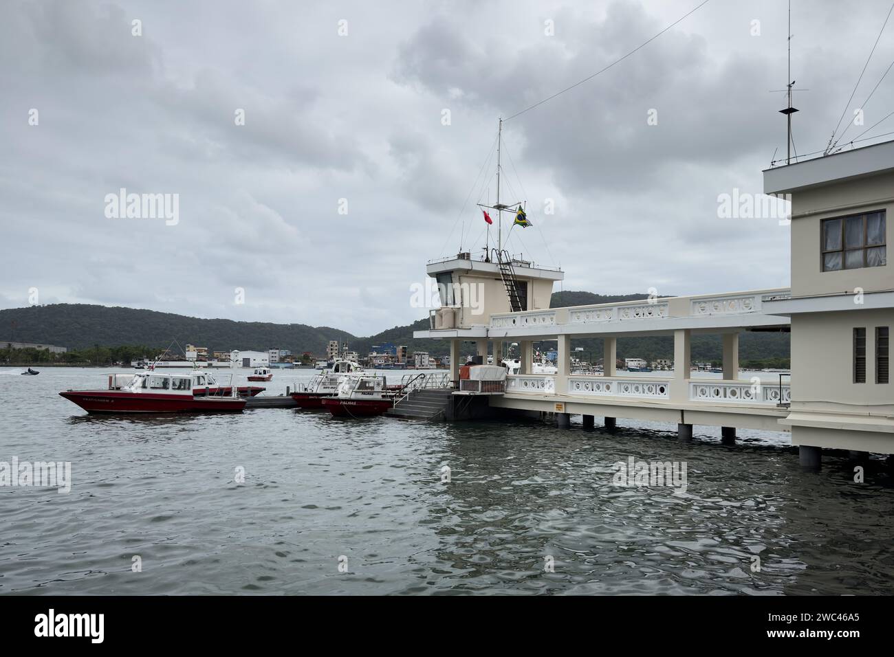Santos, Sao Paulo, Brazil. 13th Jan, 2024. View of the boat dock of ...
