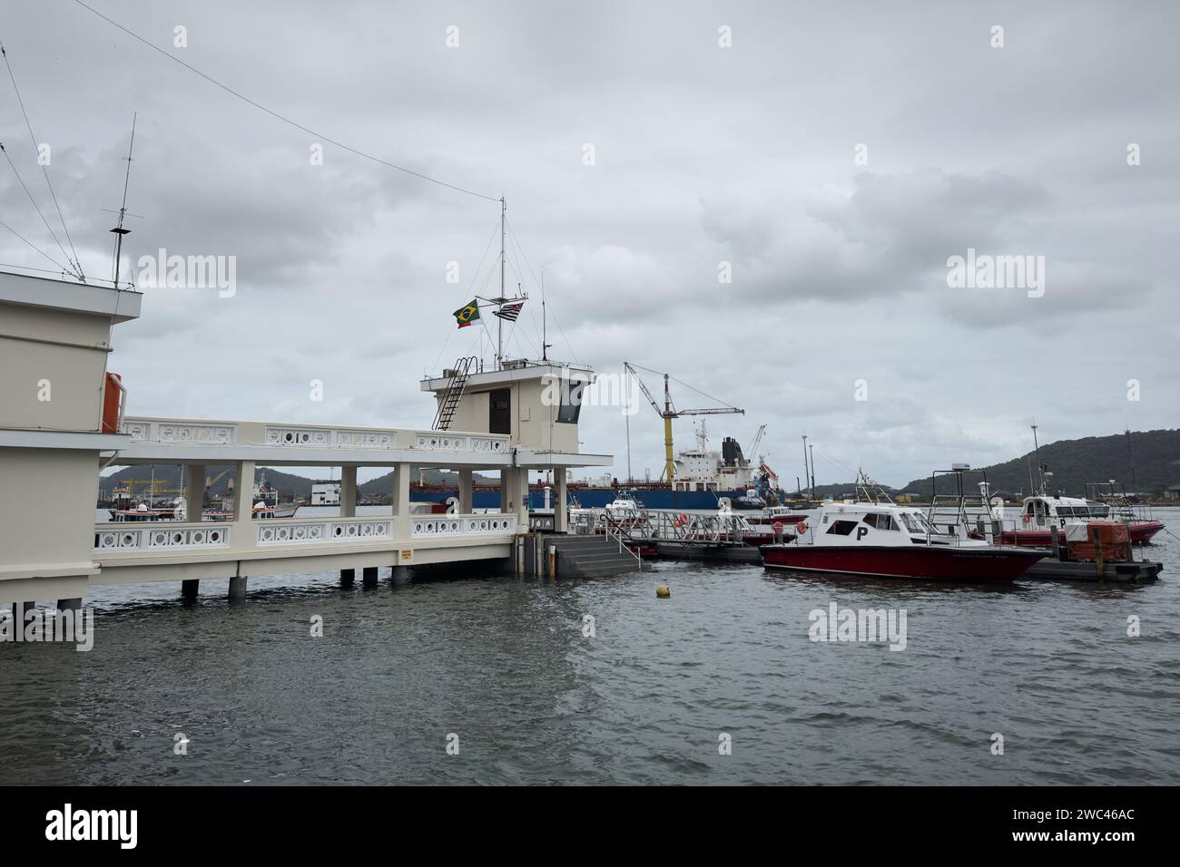 Santos, Sao Paulo, Brazil. 13th Jan, 2024. View of the boat dock of ...