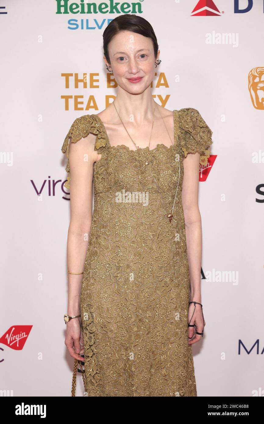 Beverly Hills, Ca. 13th Jan, 2024. Andrea Riseborough at the 2024 BAFTA ...