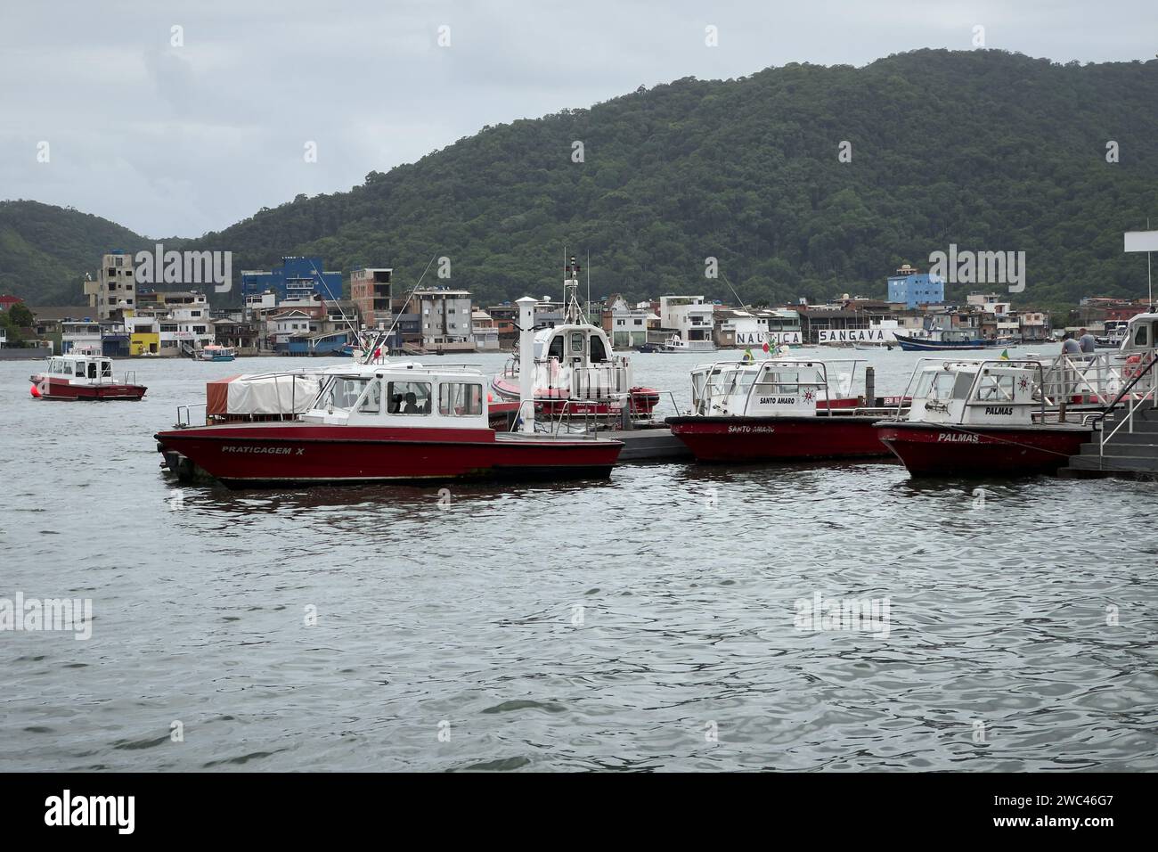 Santos, Sao Paulo, Brazil. 13th Jan, 2024. View of the boat dock of ...