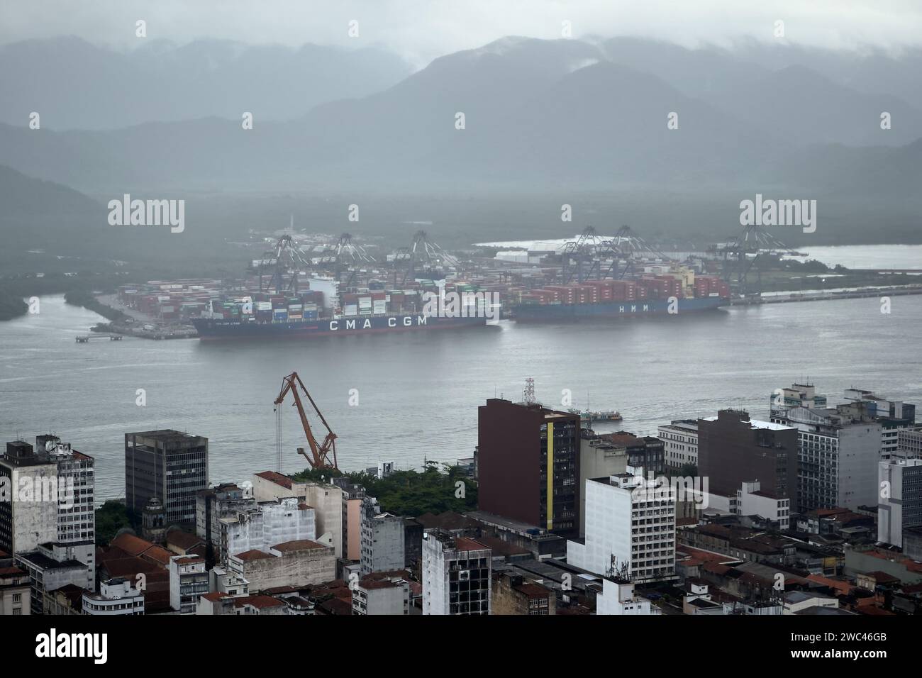 Santos, Sao Paulo, Brazil. 13th Jan, 2024. General view of the central ...