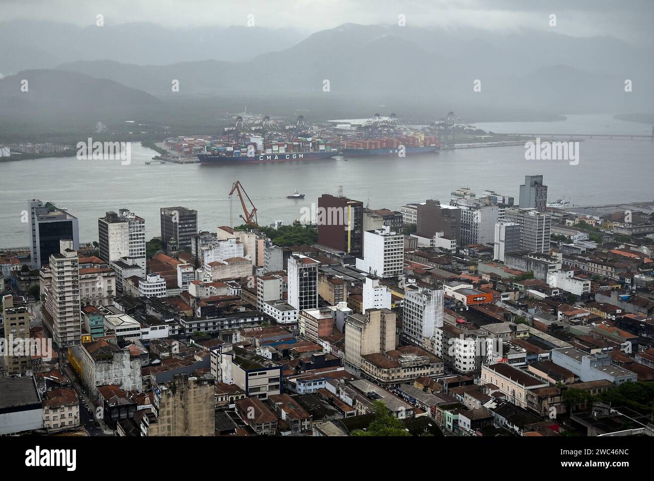 Santos, Sao Paulo, Brazil. 13th Jan, 2024. General view of the central ...
