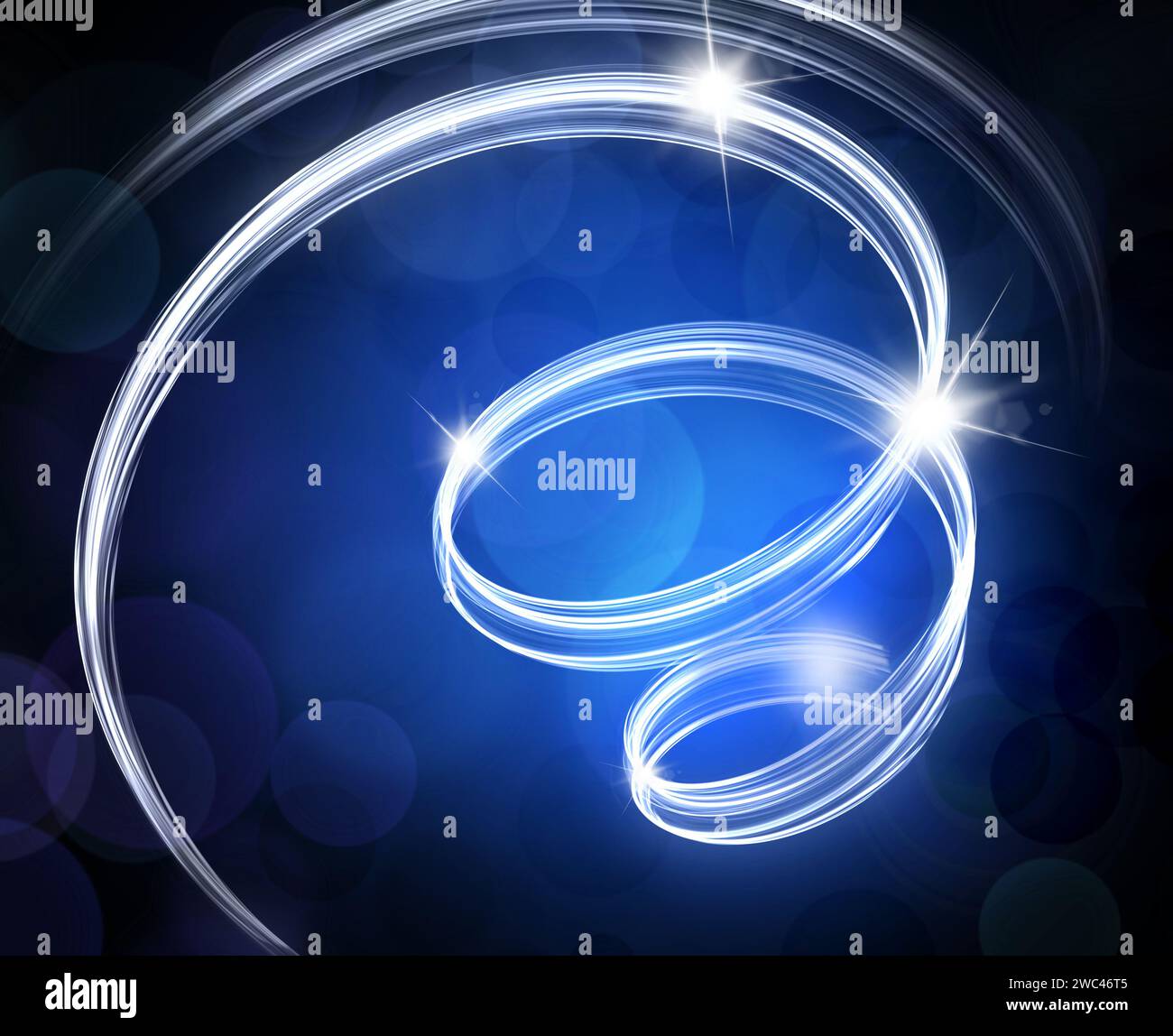 Magic light trace on blue gradient background, bokeh effect Stock Photo ...