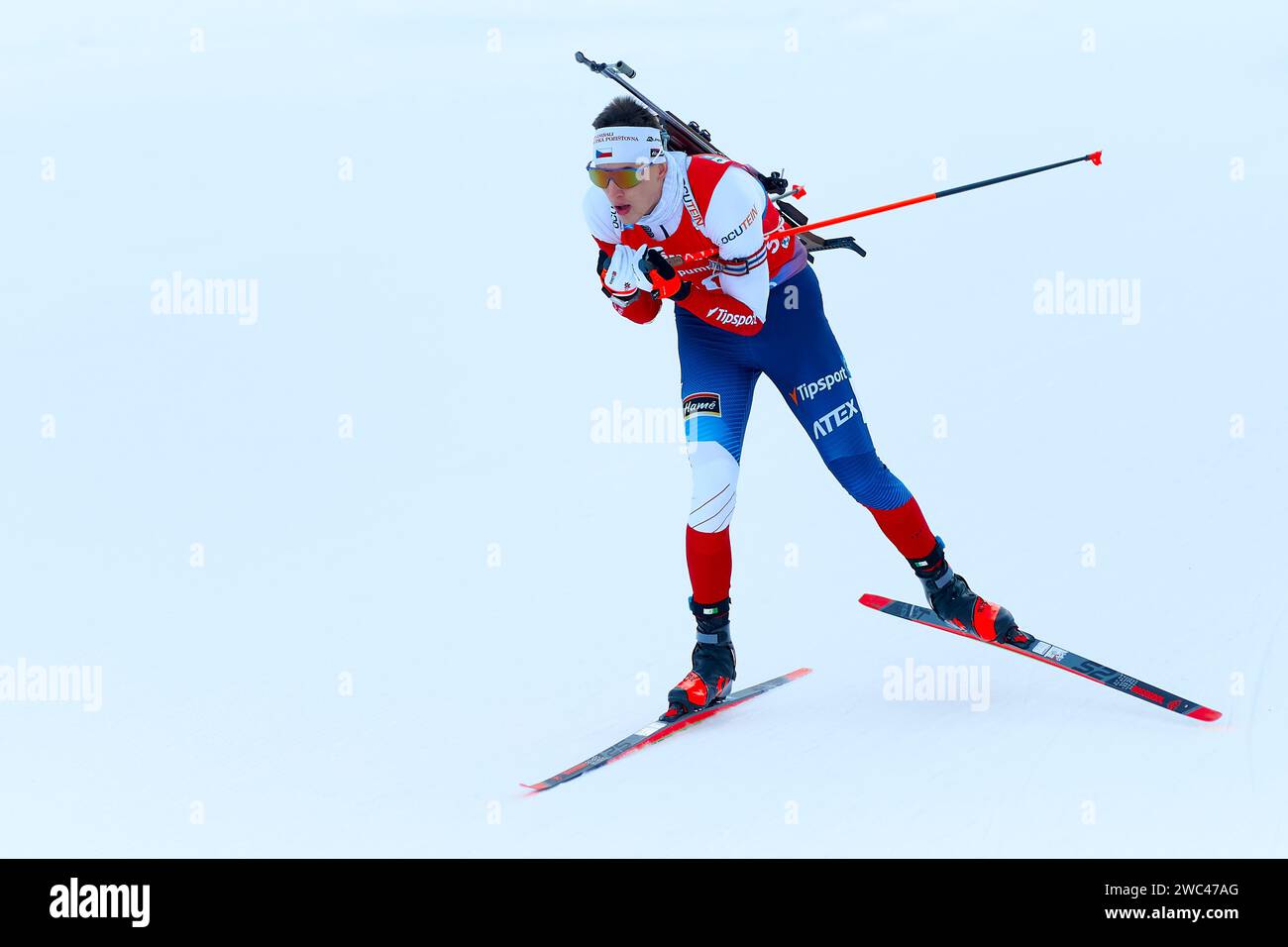 RUHPOLDING, GERMANY - 13 JANUARY, 2024: Men sprint. Ruhpolding Biathlon ...