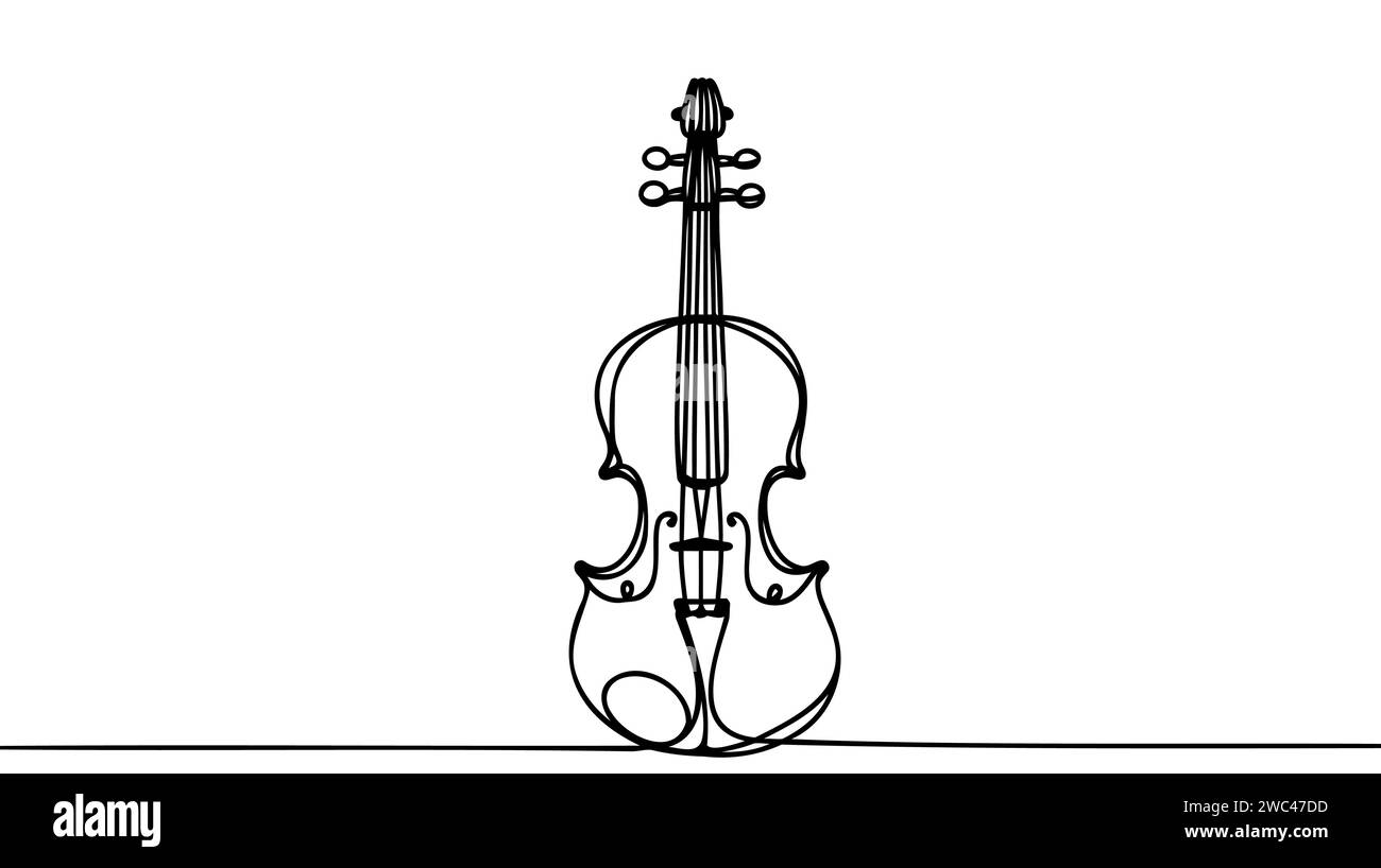 Violin one line art. Continuous line drawing of musical instrument ...