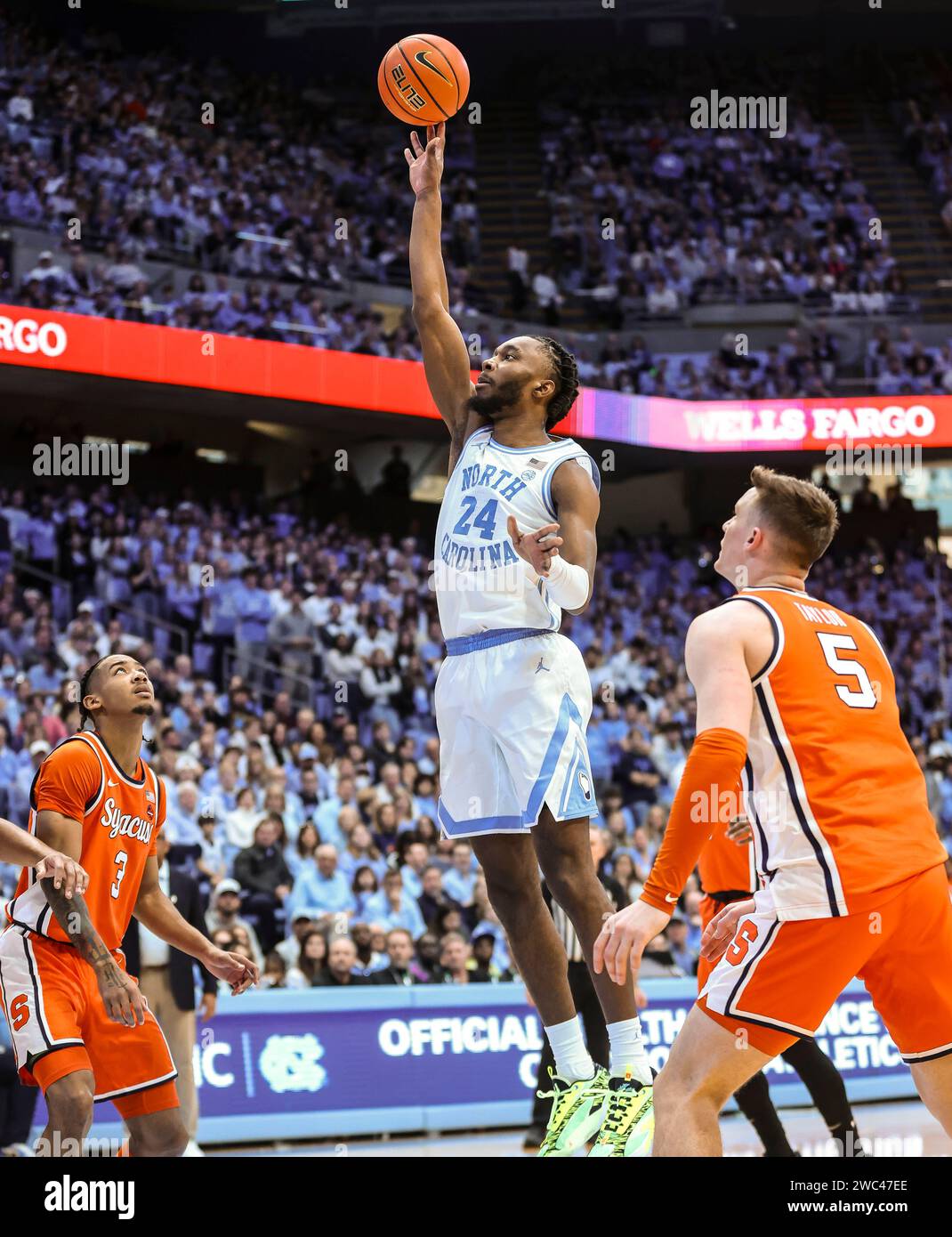 January 13, 2024: North Carolina senior Jae'Lyn Withers (24) takes a ...