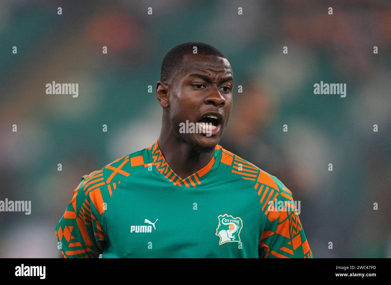 January 13 2024: Obite Evan Ndicka (Ivory Coast) looks on during a ...