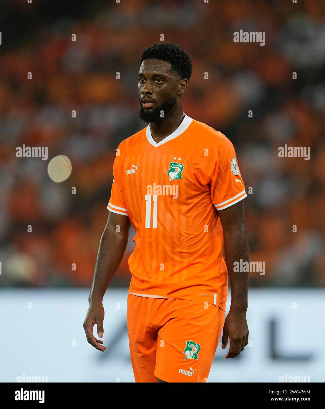 January 13 2024: Jean Philippe Nils Stephan Krasso (Ivory Coast) looks ...