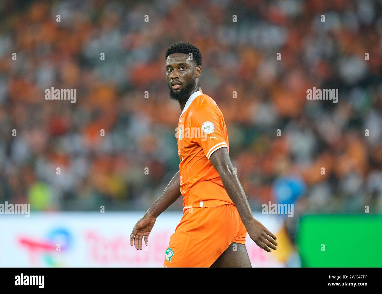 January 13 2024: Jean Philippe Nils Stephan Krasso (Ivory Coast) looks ...