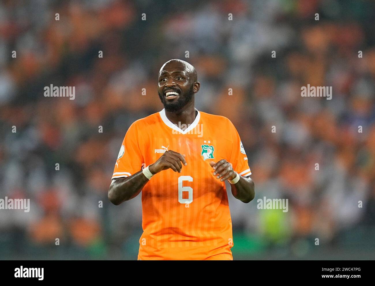 January 13 2024: Seko Mohamed Fofana (Ivory Coast) looks on during a ...