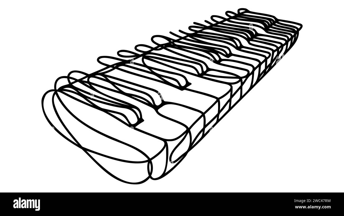Continuous one line drawing of a piano keyboard. Musical instrument ...
