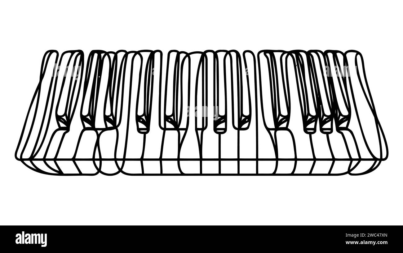 Continuous one line drawing of a piano keyboard. Musical instrument ...