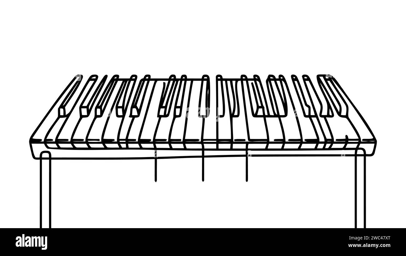 Continuous one line drawing of a piano keyboard. Musical instrument ...