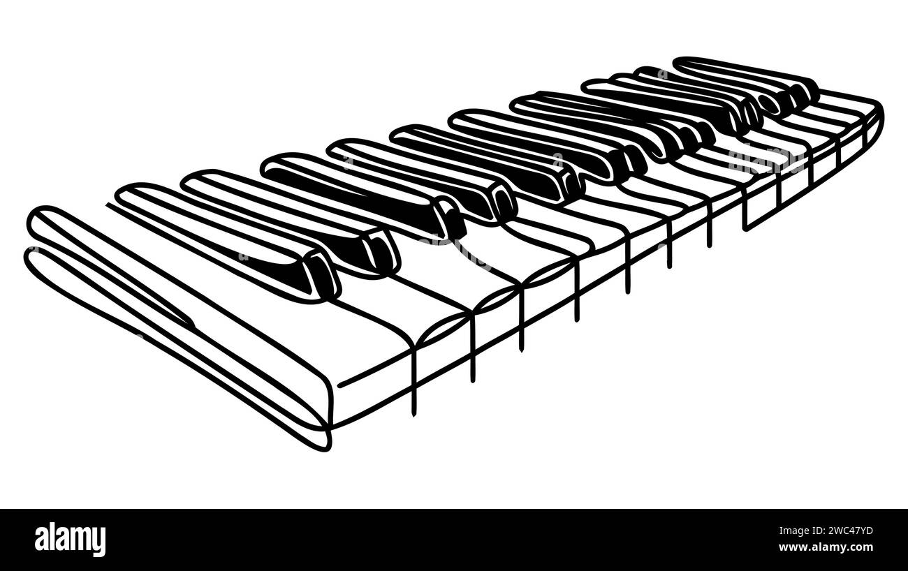 Continuous one line drawing of a piano keyboard. Musical instrument ...