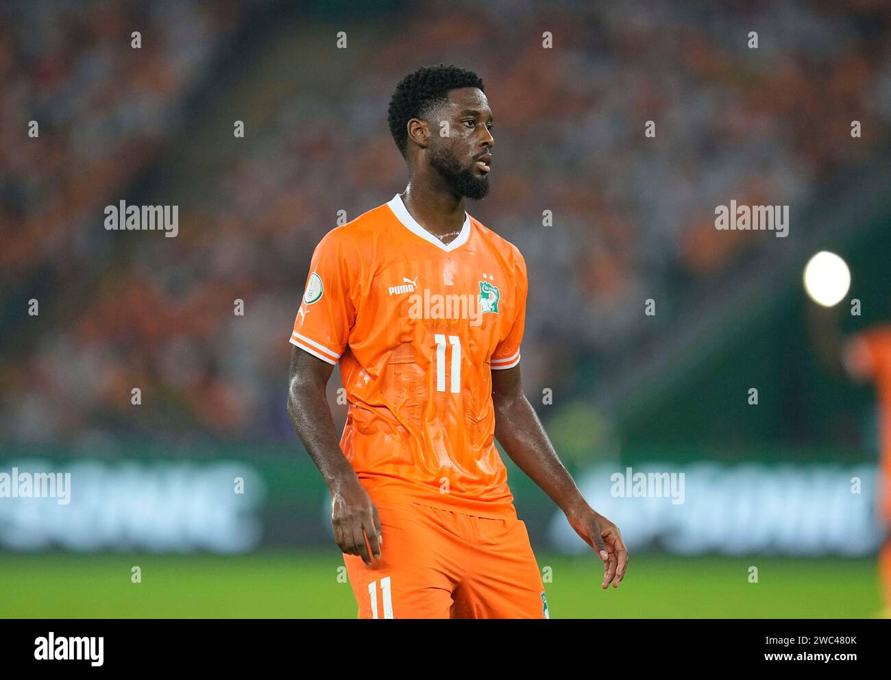 January 13 2024: Jean Philippe Nils Stephan Krasso (Ivory Coast) looks ...