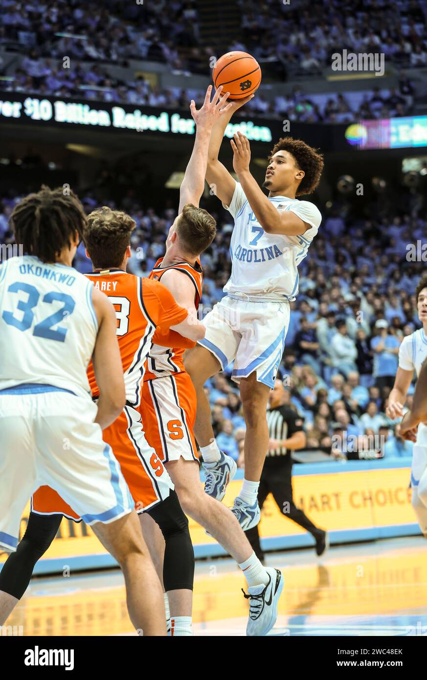 January 13, 2024: North Carolina sophomore Seth Trimble (7) takes ...