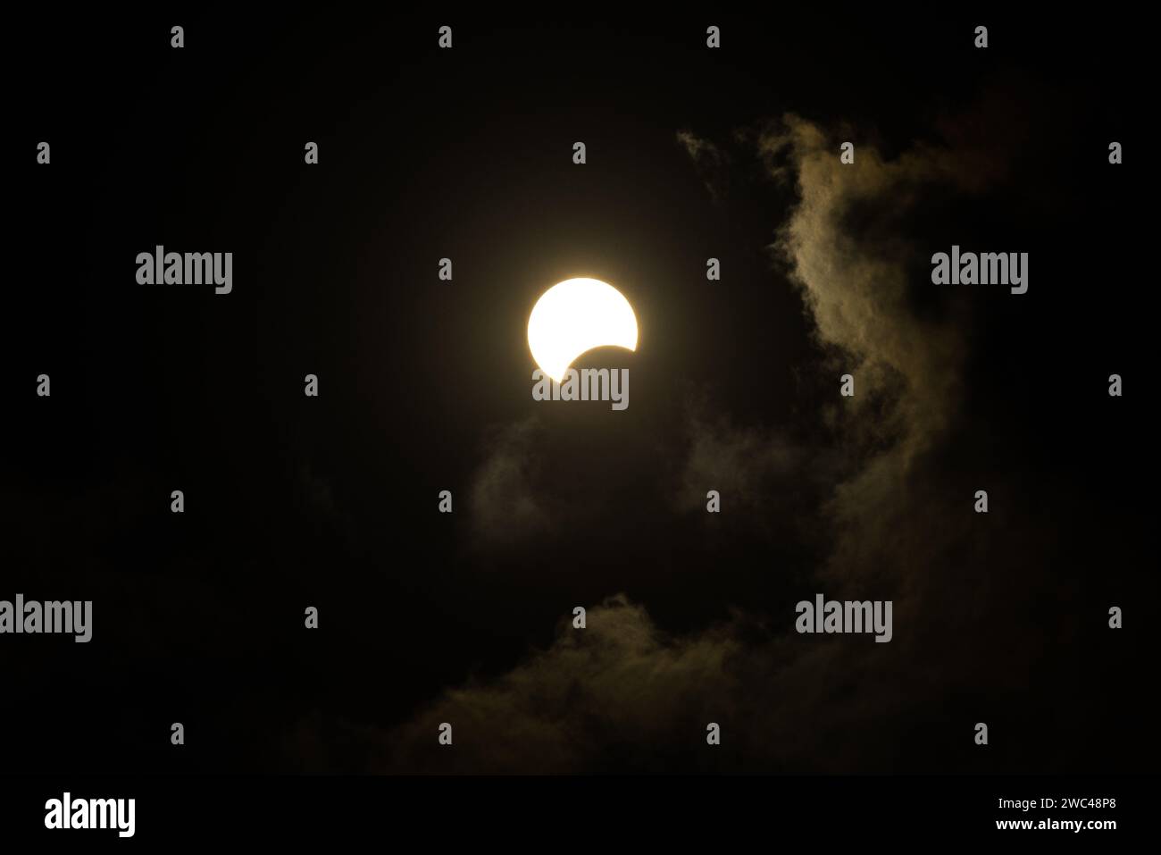 Partial Solar Eclipse of October 14, 2023 during sunset as seen from ...